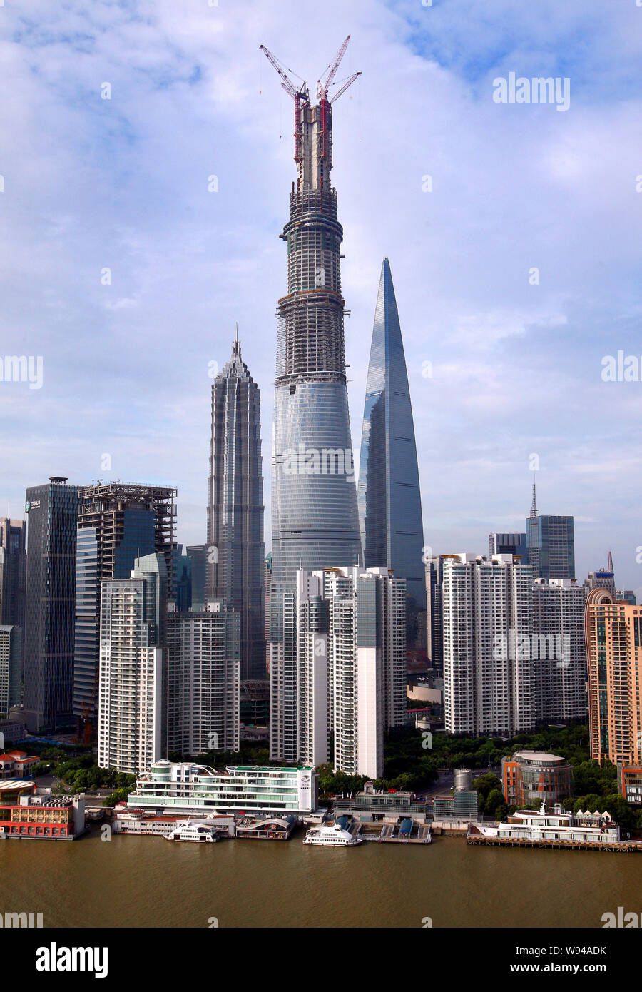 Skyline of the Lujiazui Financial District with the topped-out Shanghai ...