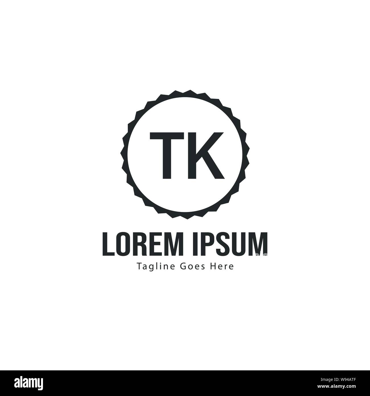 Initial TK logo template with modern frame. Minimalist TK letter logo ...