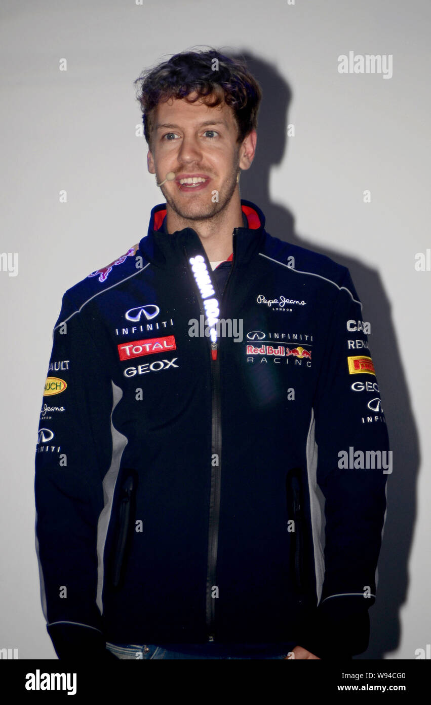 German F1 racer Sebastian Vettel of Red Bull Racing poses during a ...