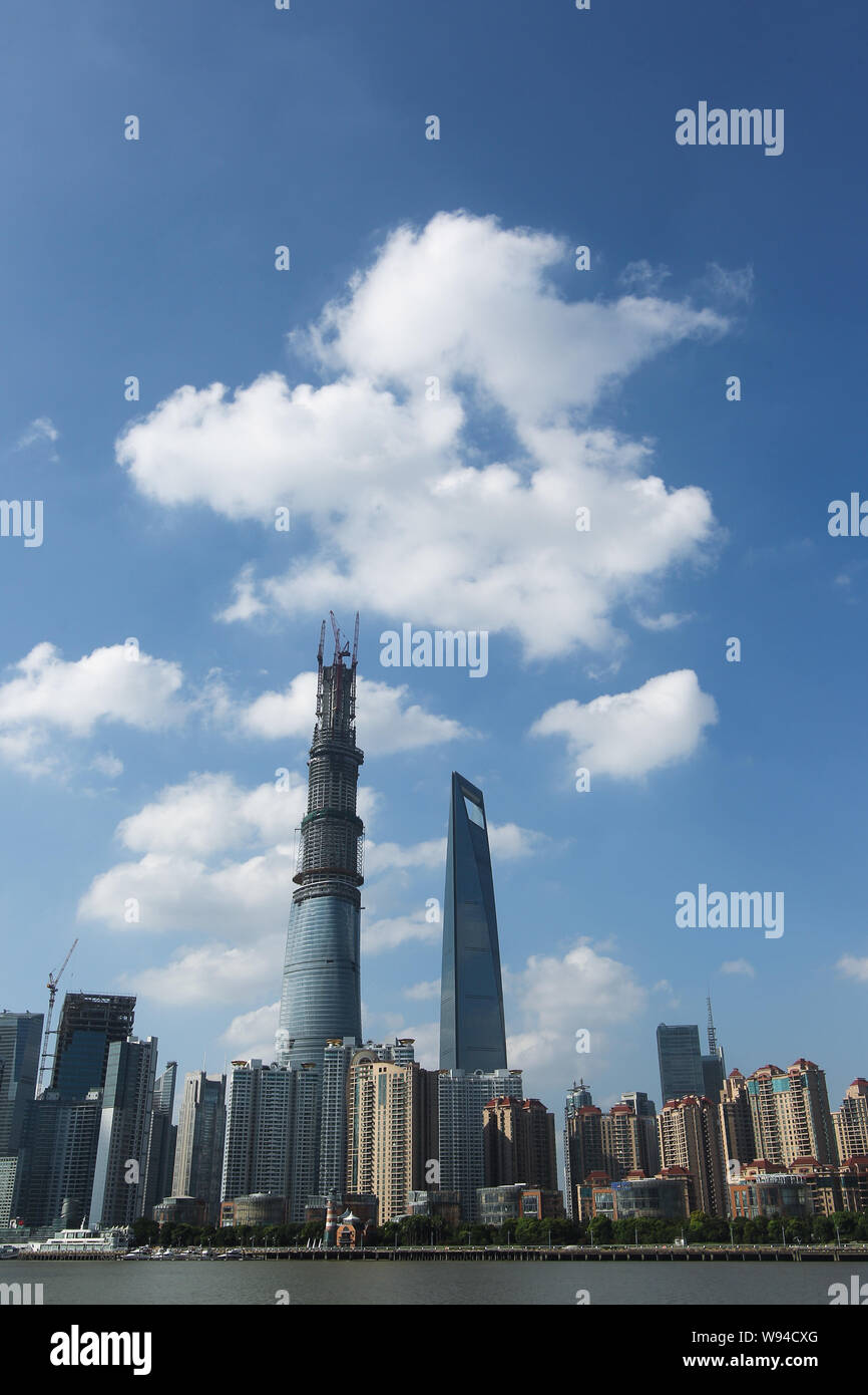 Skyline of the Lujiazui Financial District with the Shanghai Tower ...