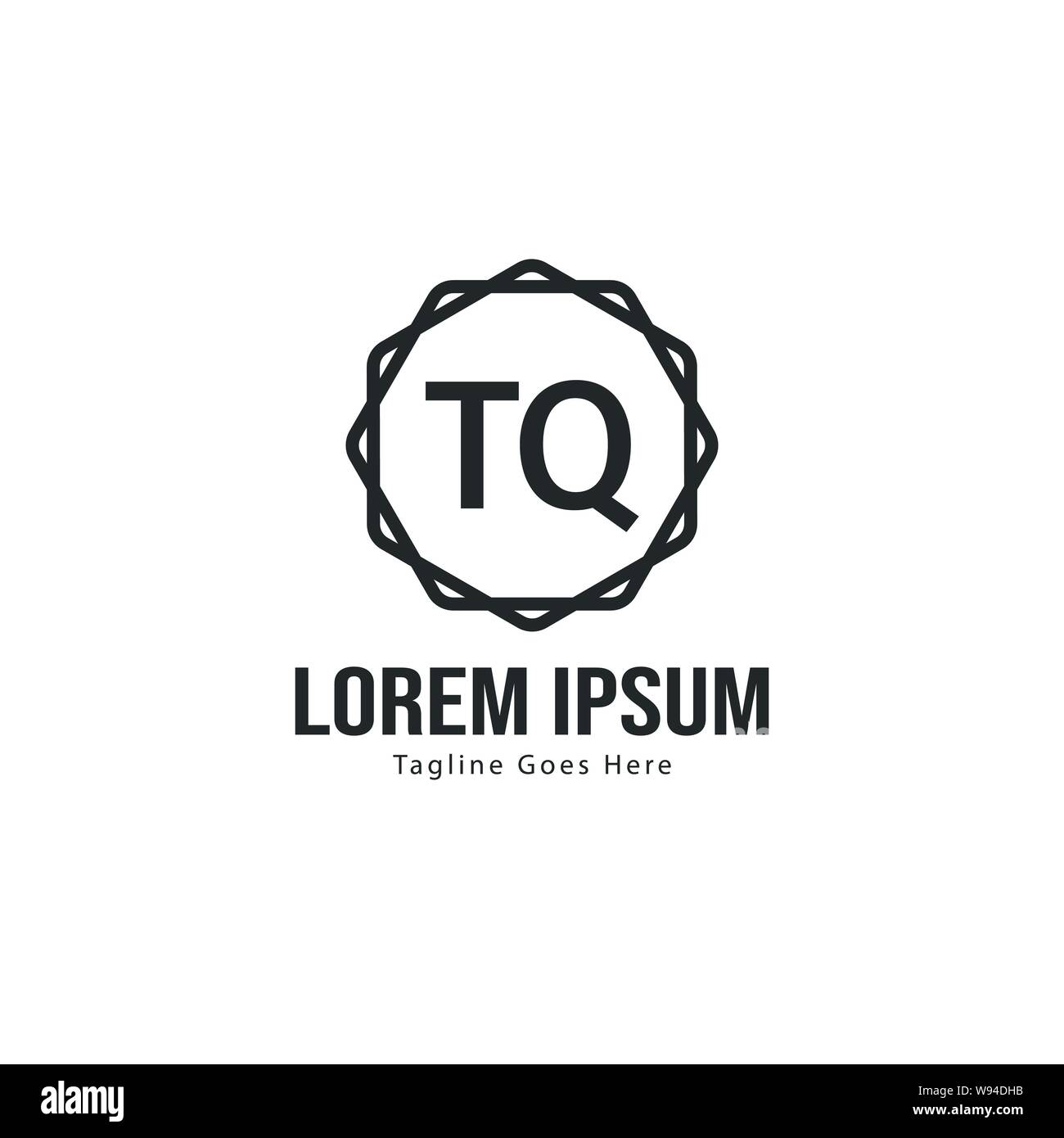 Initial TQ logo template with modern frame. Minimalist TQ letter logo ...