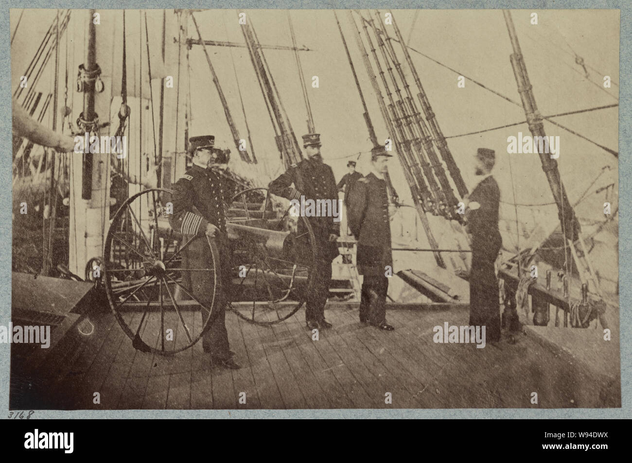 Admiral Farragut and Captain Drayton on deck of U.S. frigate Hartford ...