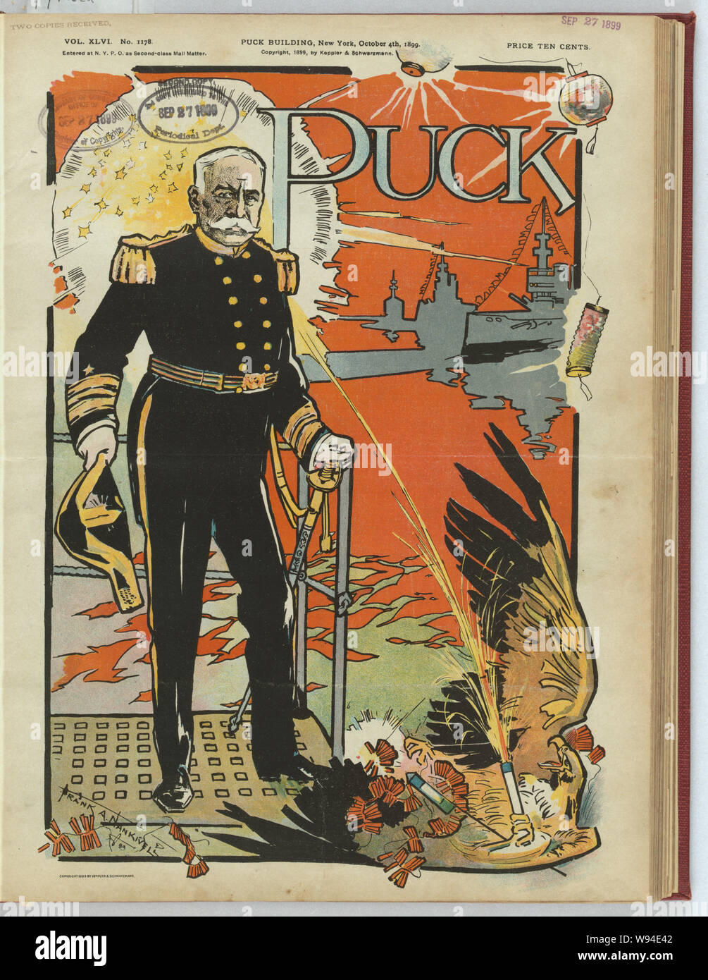 Admiral George Dewey standing on the bridge of a ship / Frank A ...