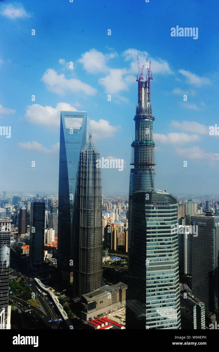 Skyline of the Lujiazui Financial District with the Shanghai Tower ...