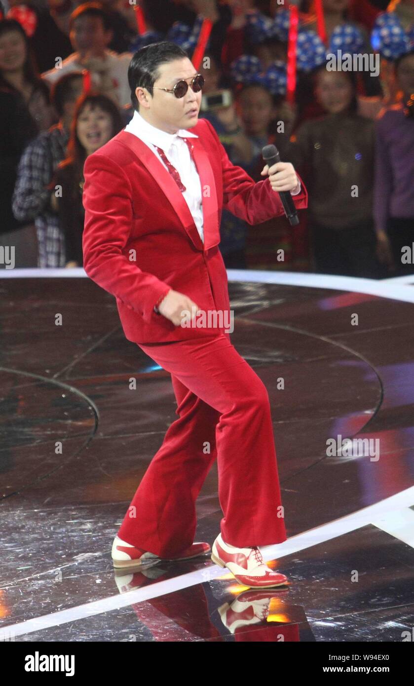 South Korean singer Park Jae-sang (front), better known by his stage ...