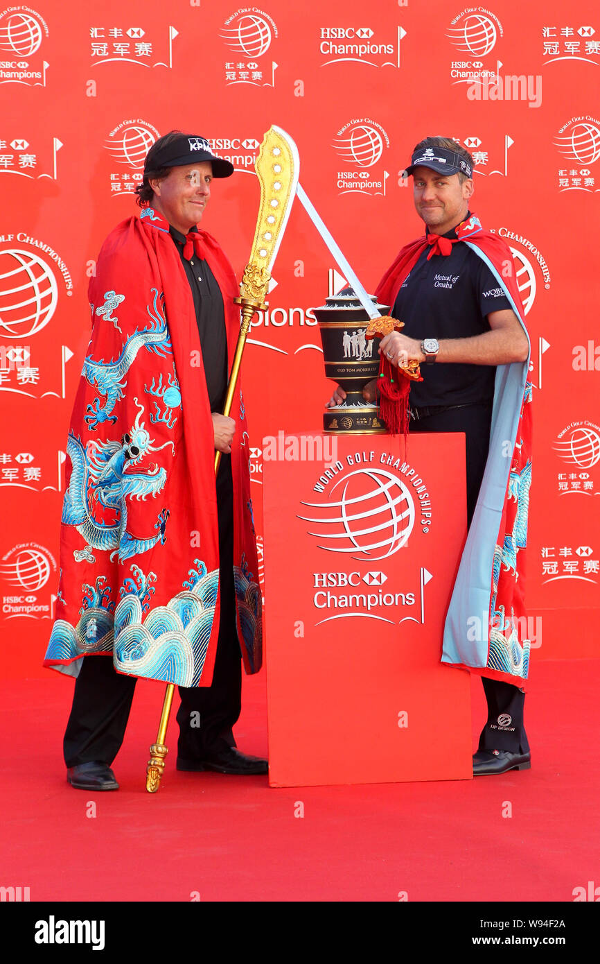 Ian Poulter of England, right, and Phil Mickelson of the United States ...