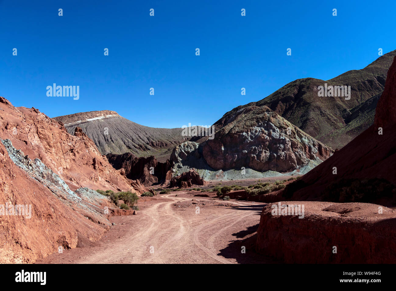 Road in colorful mineral mountains, part of the landscapes of Rainbow ...