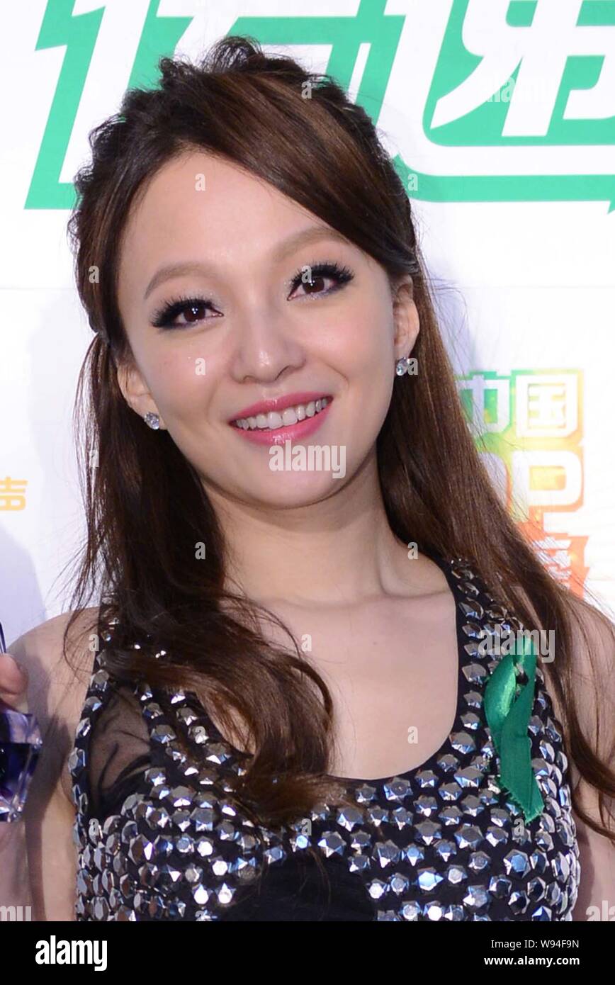 Taiwanese singer Angela Chang poses at the backstage of the Music Radio ...