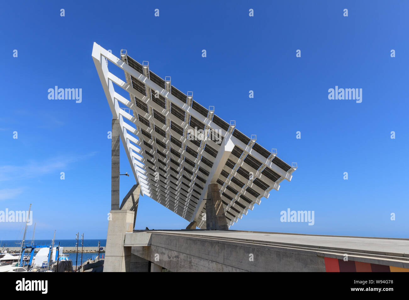 Giant solar panel power cell installation in the Forum area of the ...