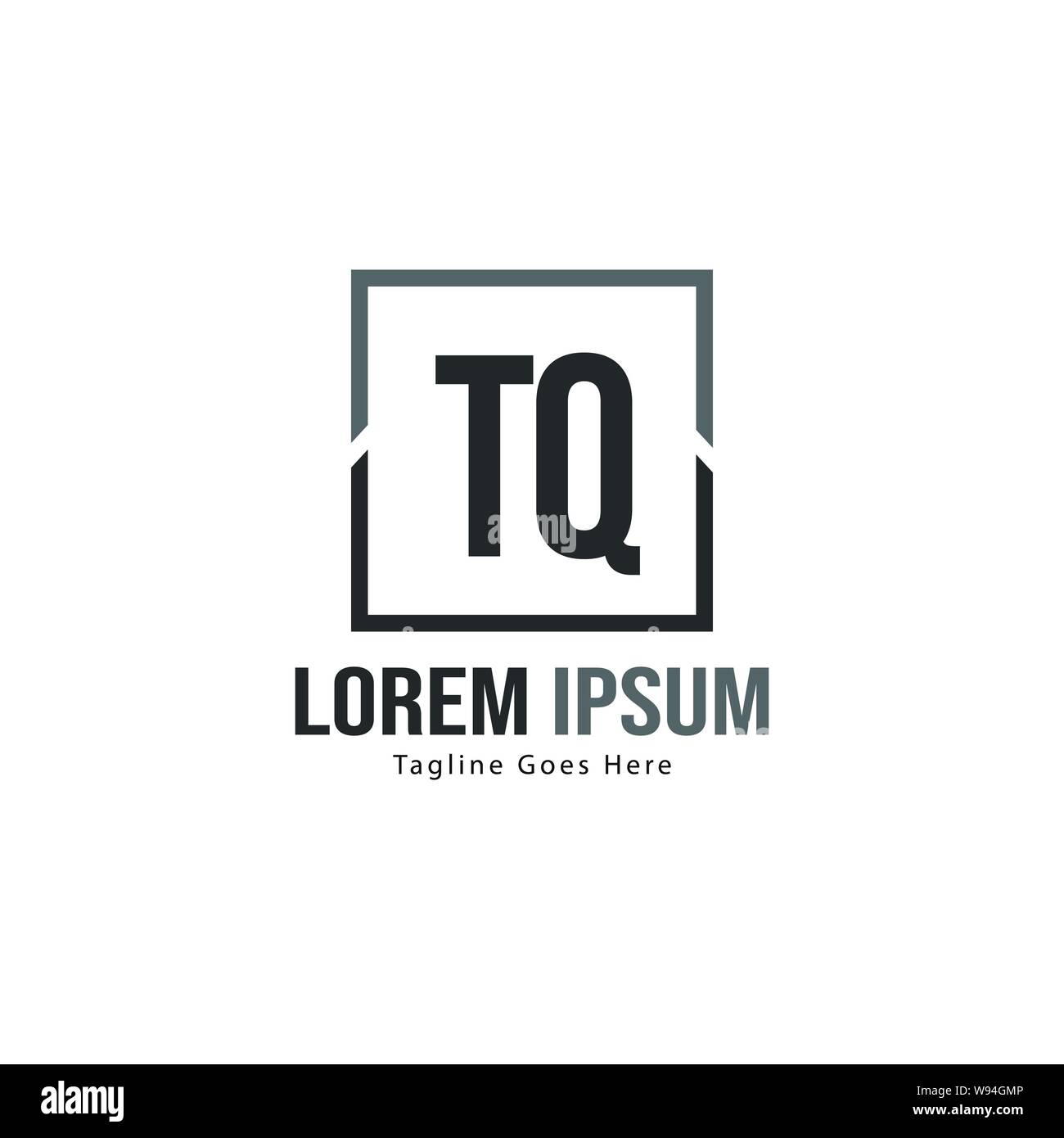 Initial TQ logo template with modern frame. Minimalist TQ letter logo ...