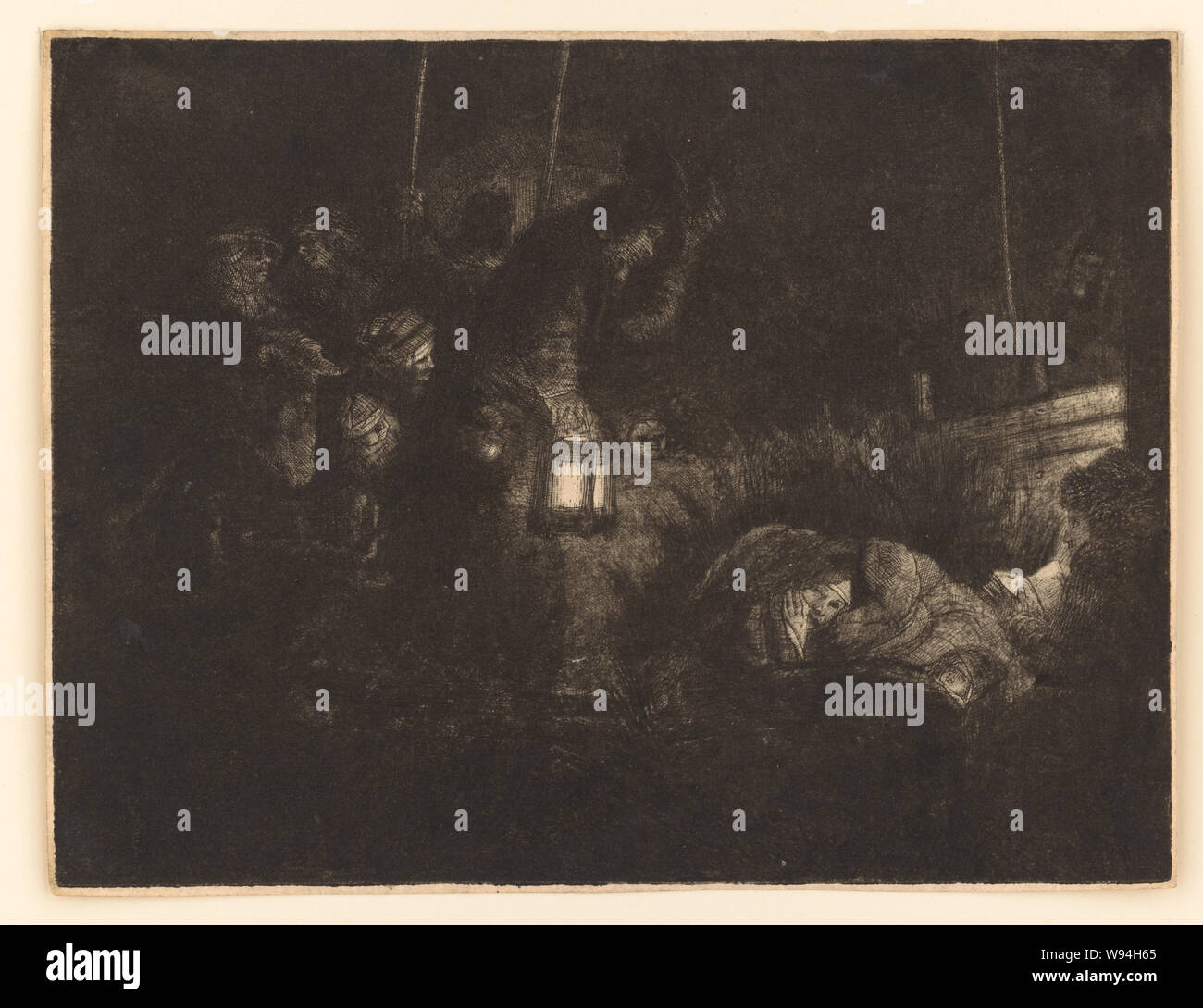 Adoration of the shepherds: night piece Stock Photo - Alamy