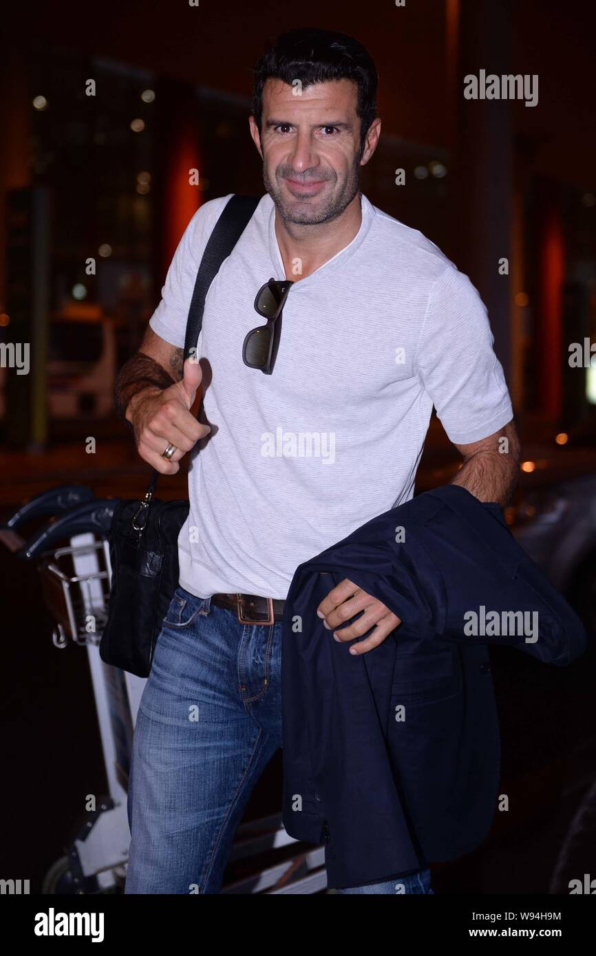 Portuguese football star Luis Figo of the Real Madrid veteran team ...