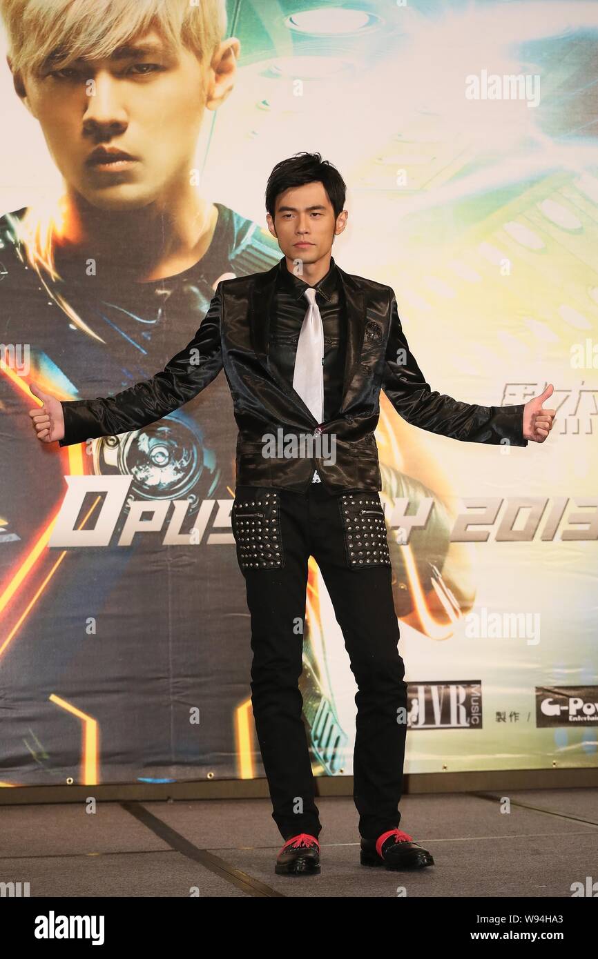 Taiwanese singer Jay Chou poses during a celebration party for his ...