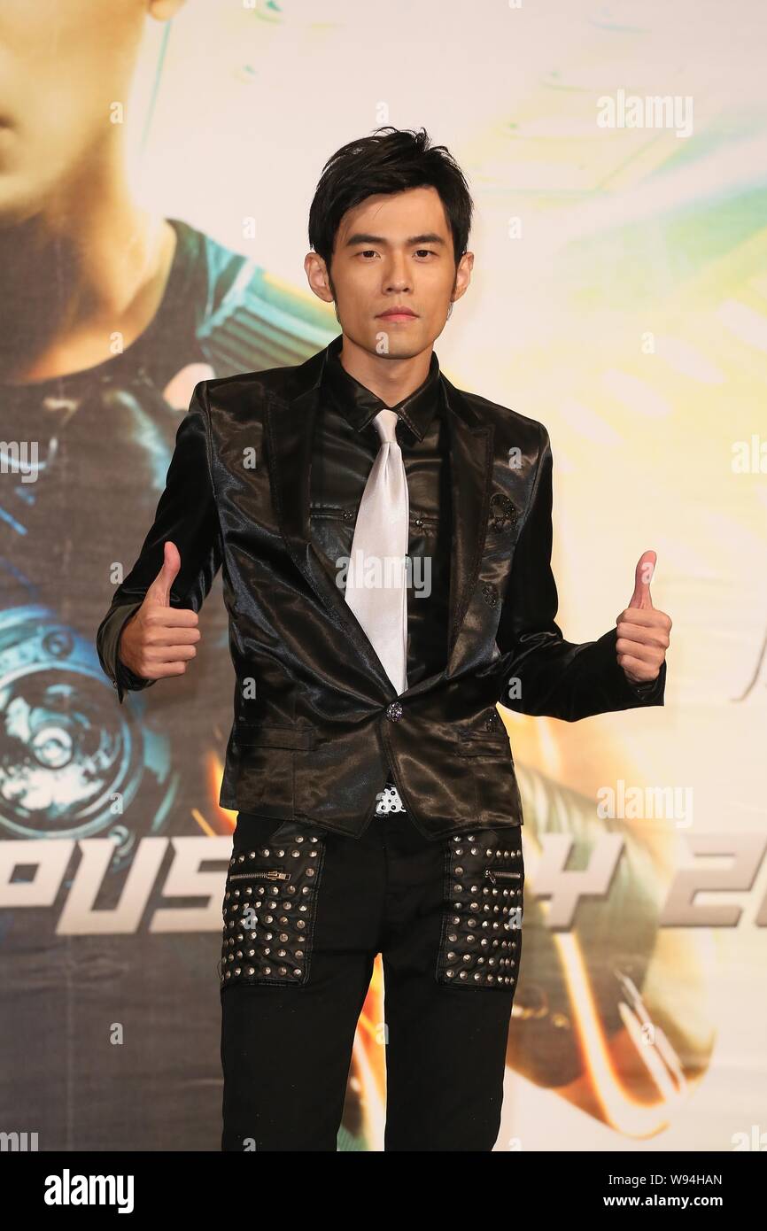 Taiwanese singer Jay Chou poses during a celebration party for his ...