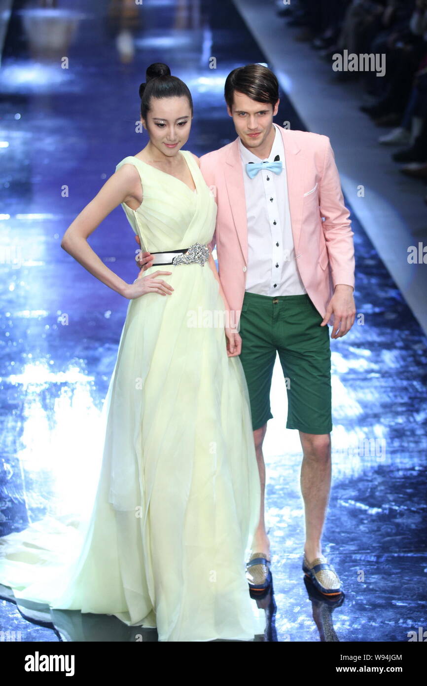 Models display new creations by Chinese fashion designer Mark Cheung in the Mark Alpha Oerma ...