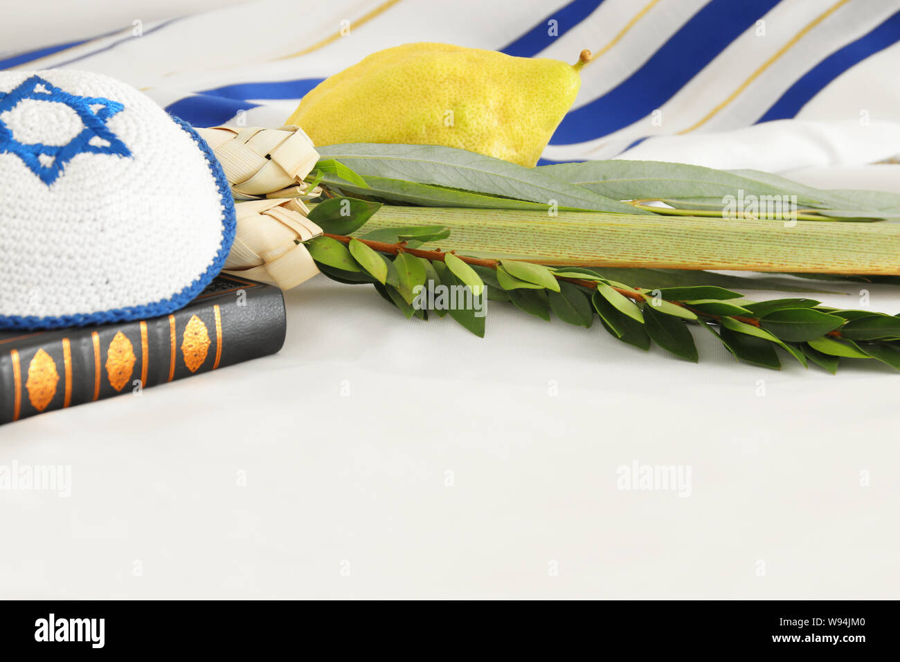 Jewish festival of Sukkot. Traditional symbols (The four species ...