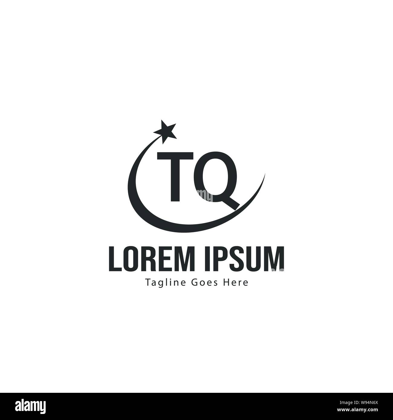 Initial TQ logo template with modern frame. Minimalist TQ letter logo ...