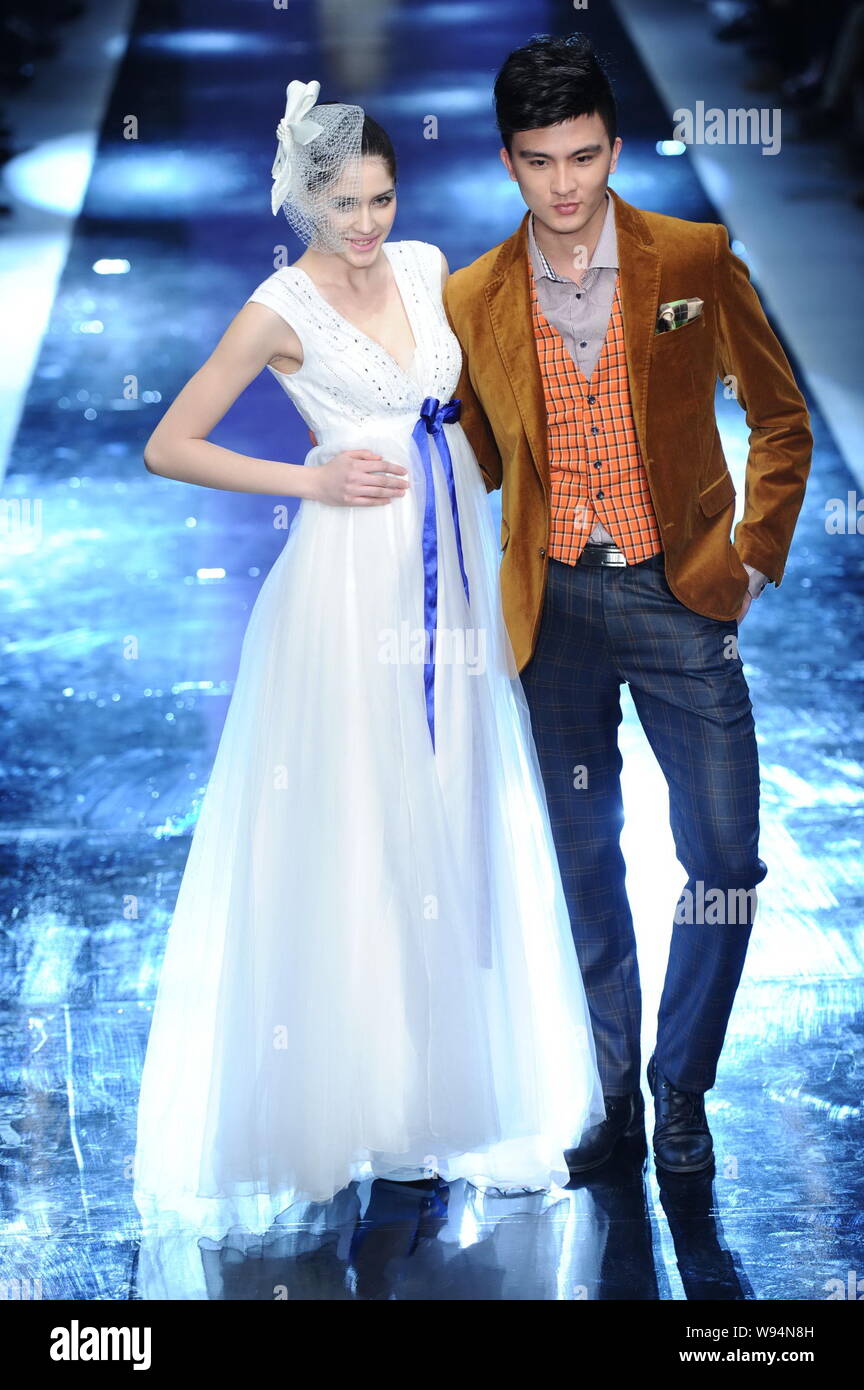 Models display new creations by Chinese fashion designer Mark Cheung in ...