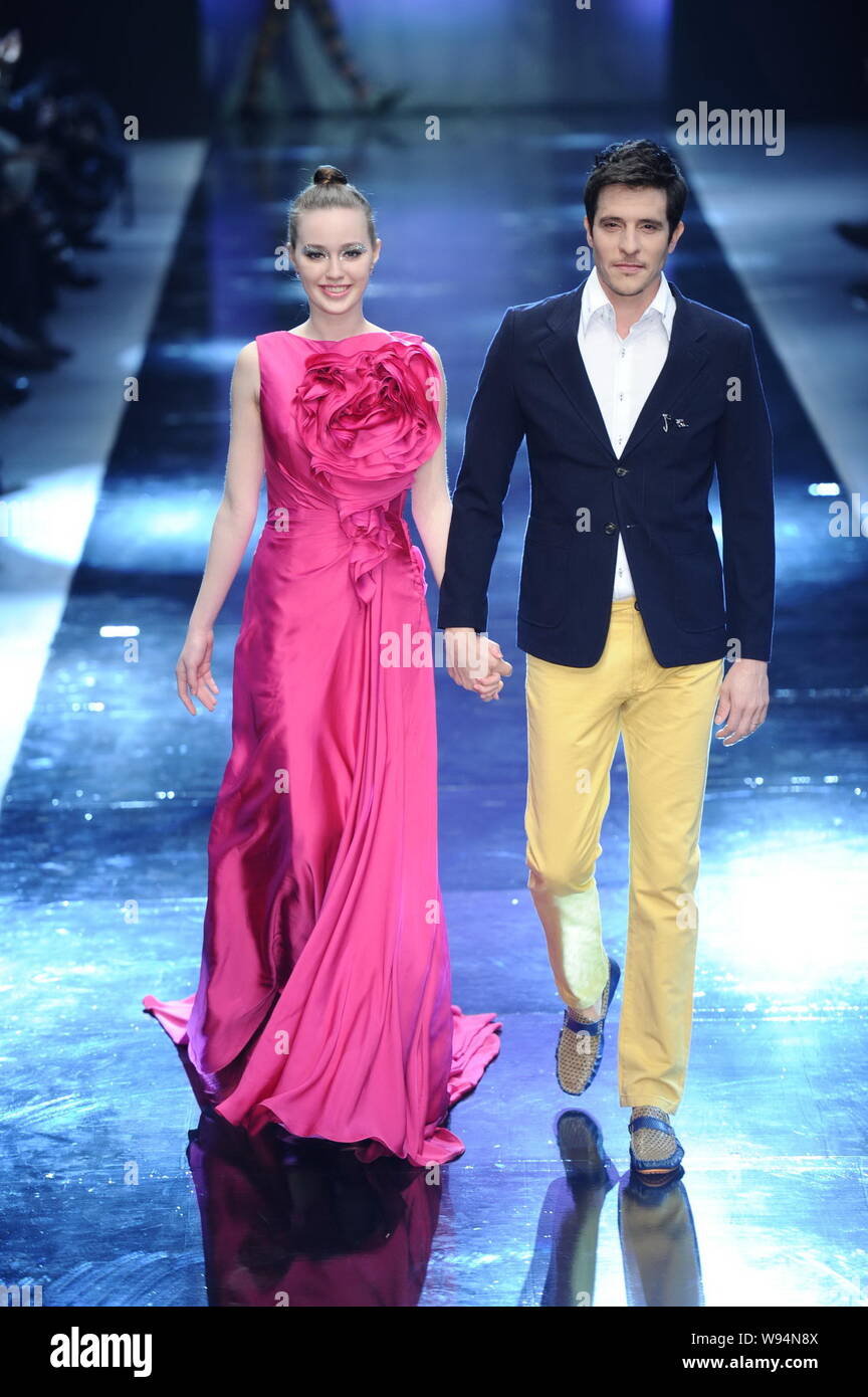Models display new creations by Chinese fashion designer Mark Cheung in ...