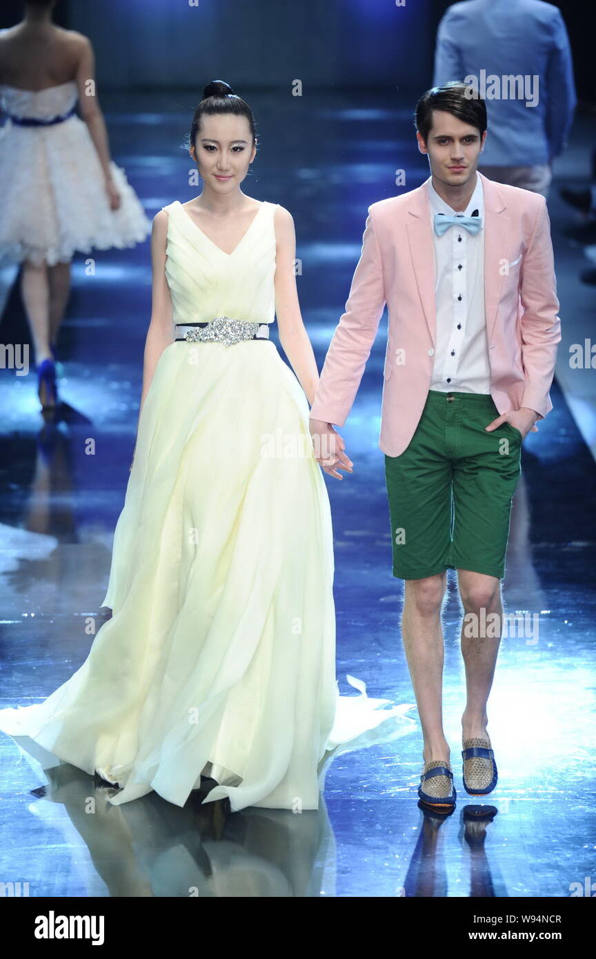 Models display new creations by Chinese fashion designer Mark Cheung in the Mark Alpha Oerma ...
