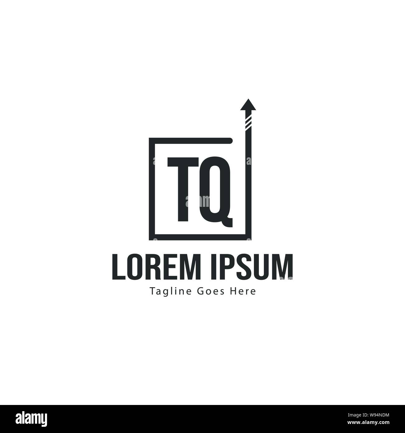 Initial TQ logo template with modern frame. Minimalist TQ letter logo ...