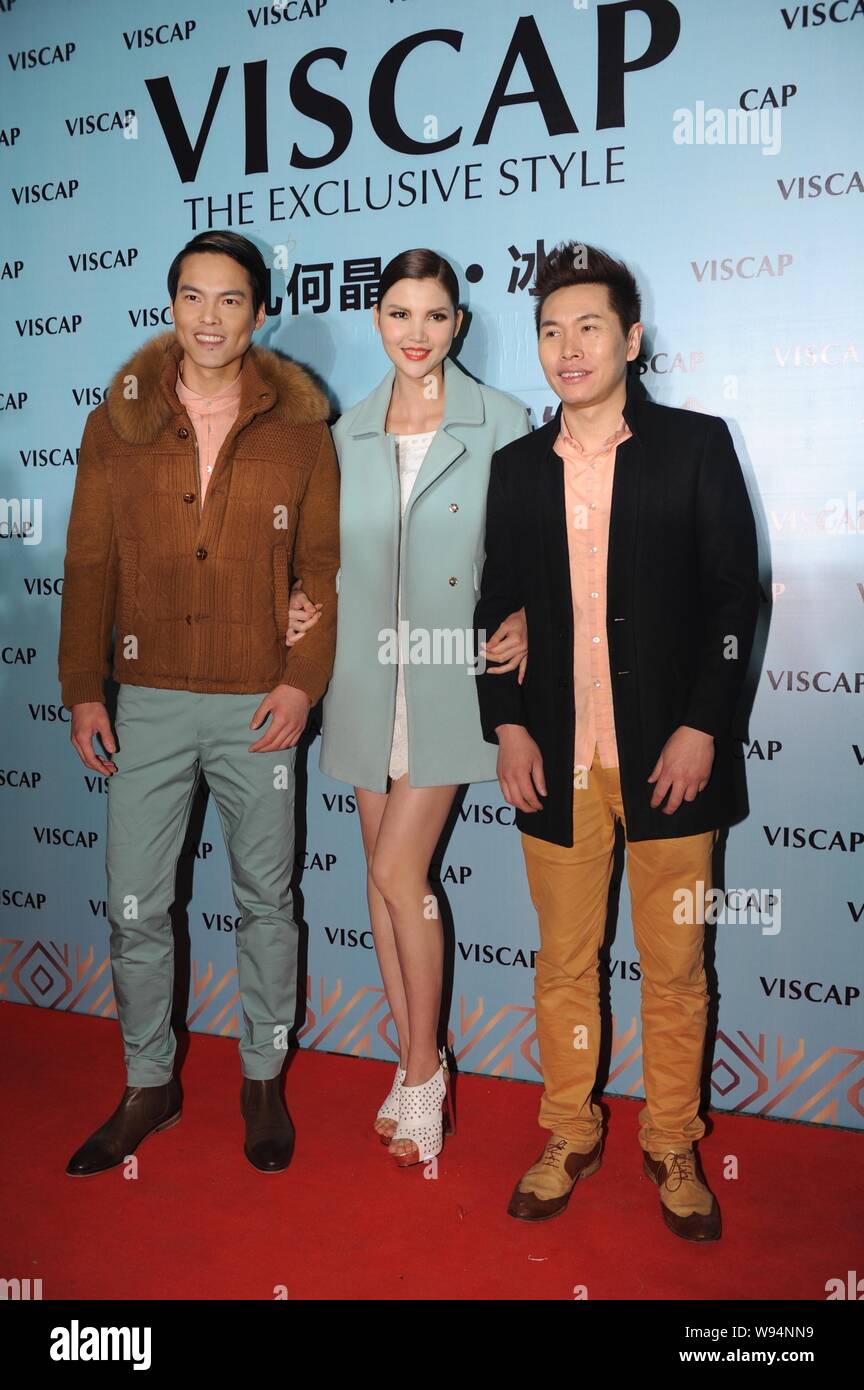 Chinese models (from left) Fu Zhenggang, Muo Wandan and VISCAP art ...