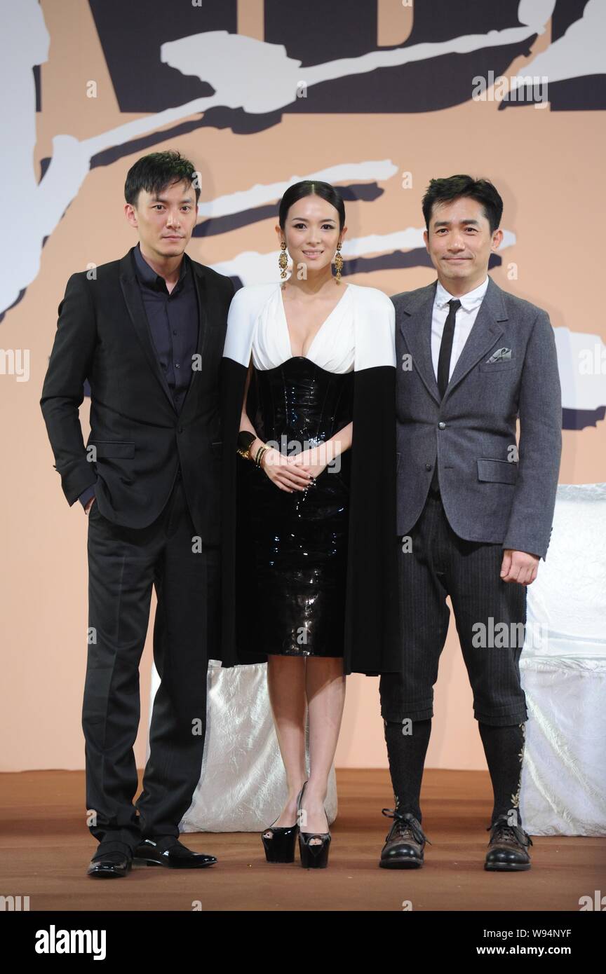 Taiwanese actor Zhang Zhen (left), Chinese actress Zhang Ziyi (center ...