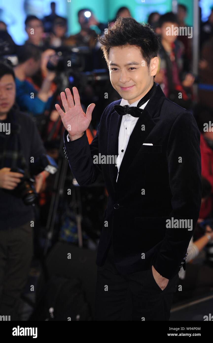 Taiwanese singer and speed racer Jimmy Lin (Lin Zhiying) waves on the ...