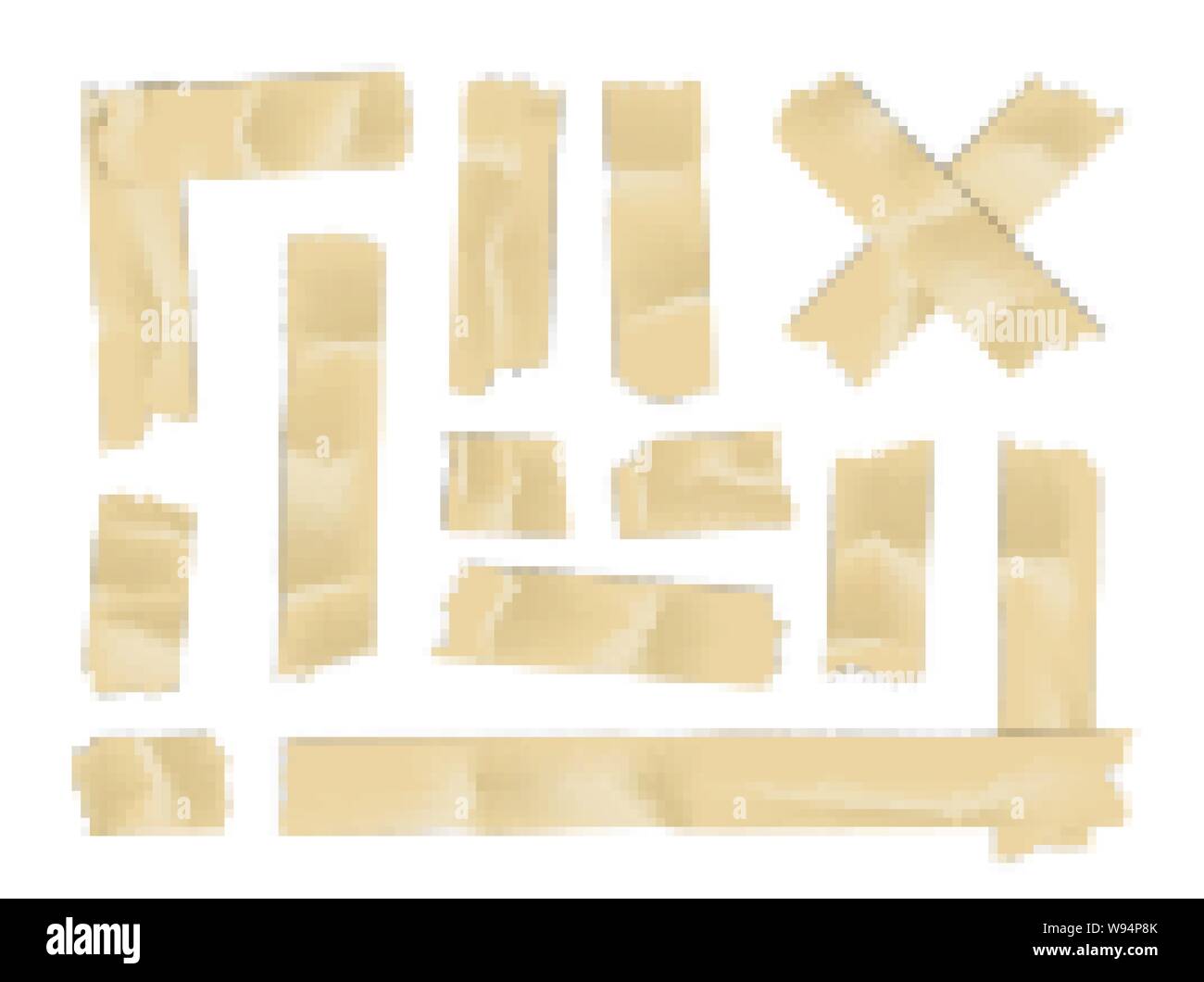 Adhesive tape set. Sticky paper strip isolated on white background ...