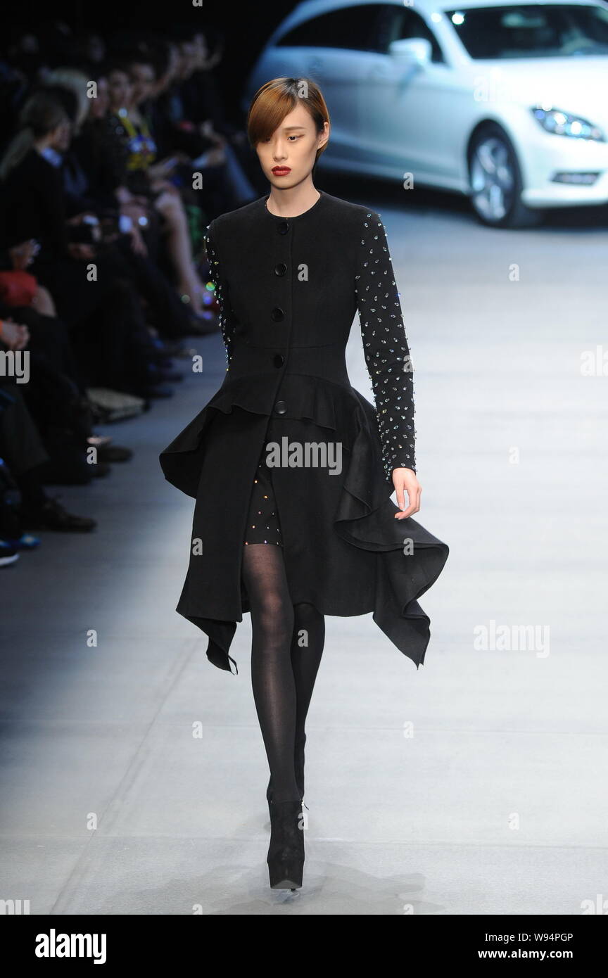 A model displays a new creation by Chinese fashion designer Alex Wang ...