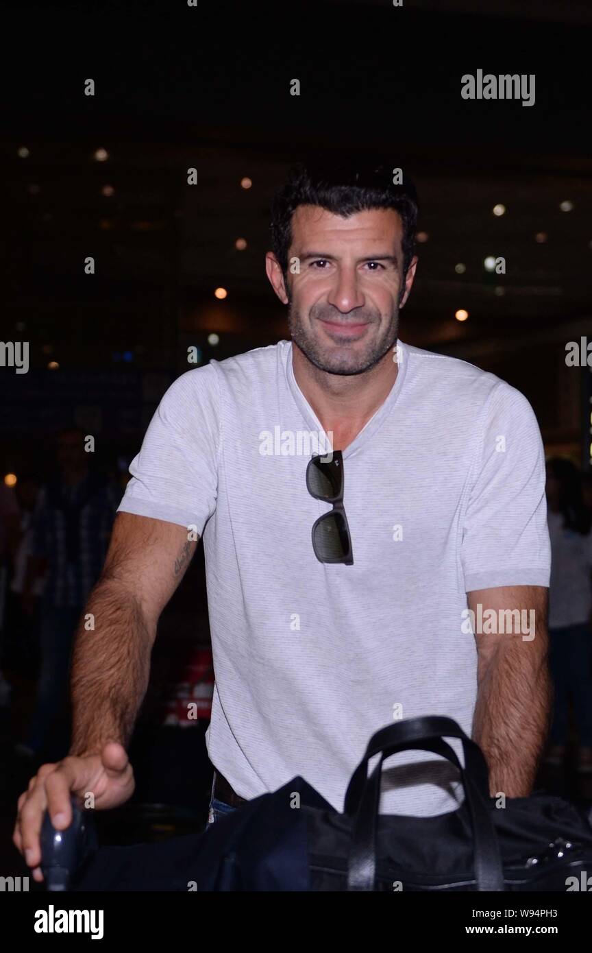 Portuguese football star Luis Figo of the Real Madrid veteran team ...