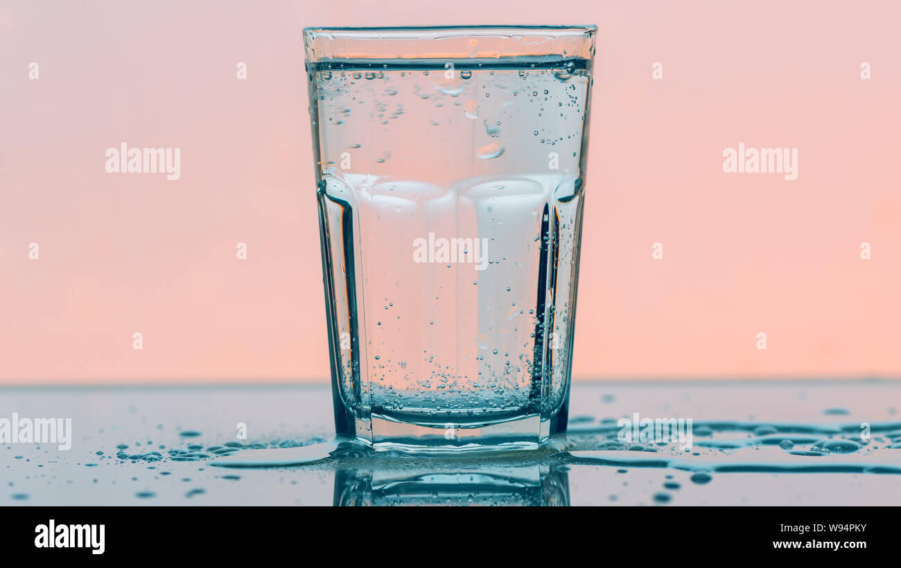 Carbonated soda water in drinking glass - refreshing fizzy sparkling ...