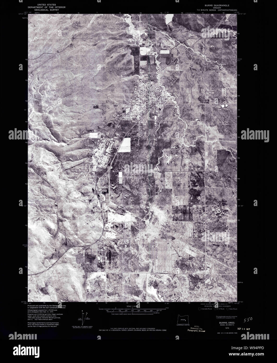 Map of burns oregon hi-res stock photography and images - Alamy