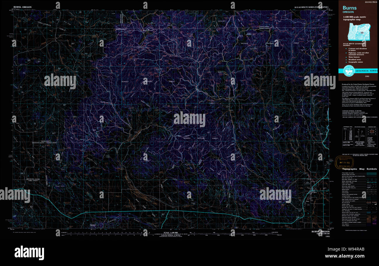 Map of burns oregon hi-res stock photography and images - Alamy