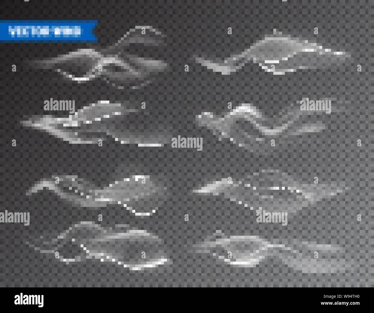 Realistic Wind Set on Transparent Background. Vector Vapor in Air ...