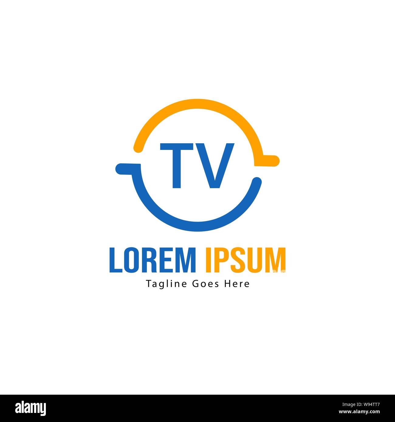 Initial TV logo template with modern frame. Minimalist TV letter logo ...