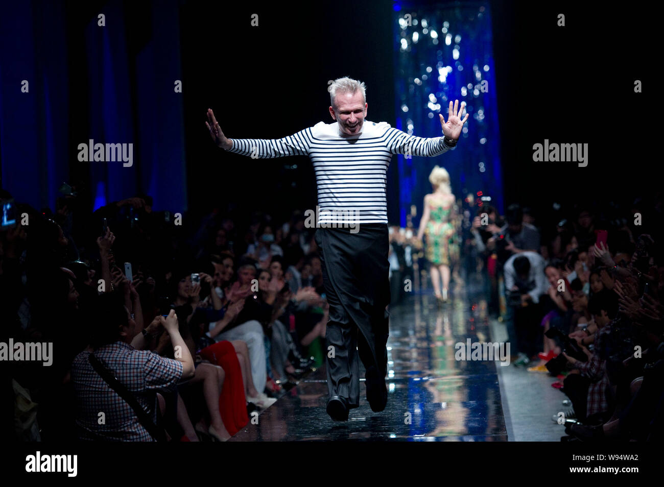 French designer Jean Paul Gautier poses during his fashion show in ...