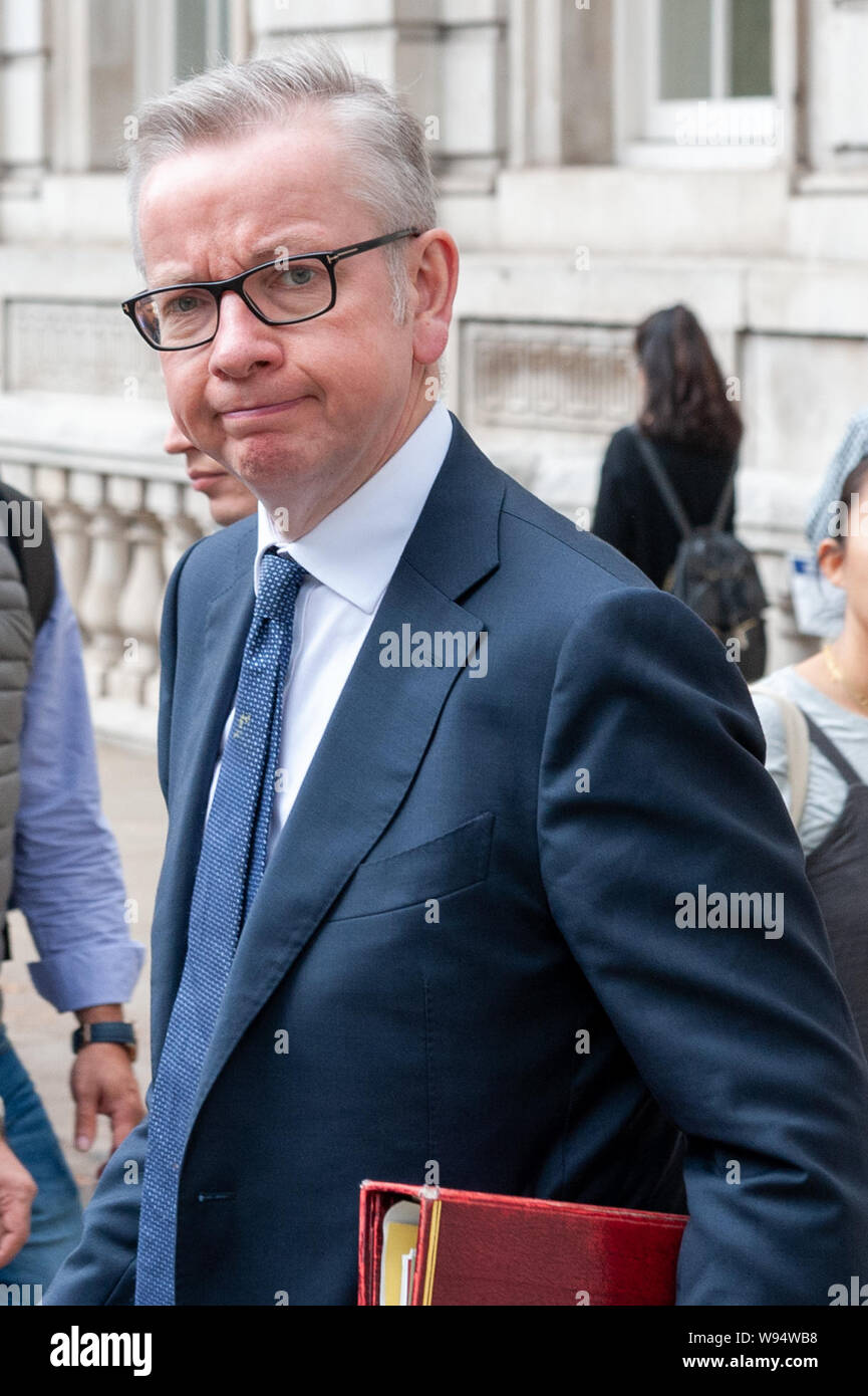 London, England. 12th August, 2019. Michael Gove, Chancellor of the ...