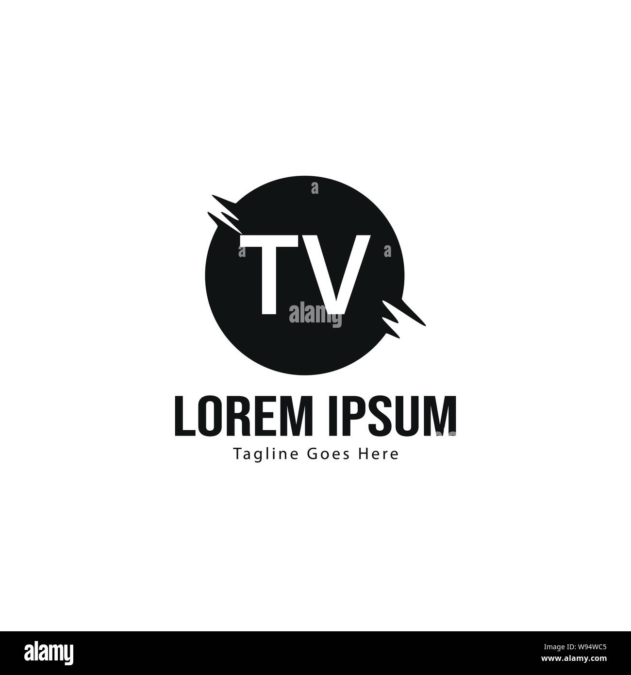 Initial TV logo template with modern frame. Minimalist TV letter logo ...