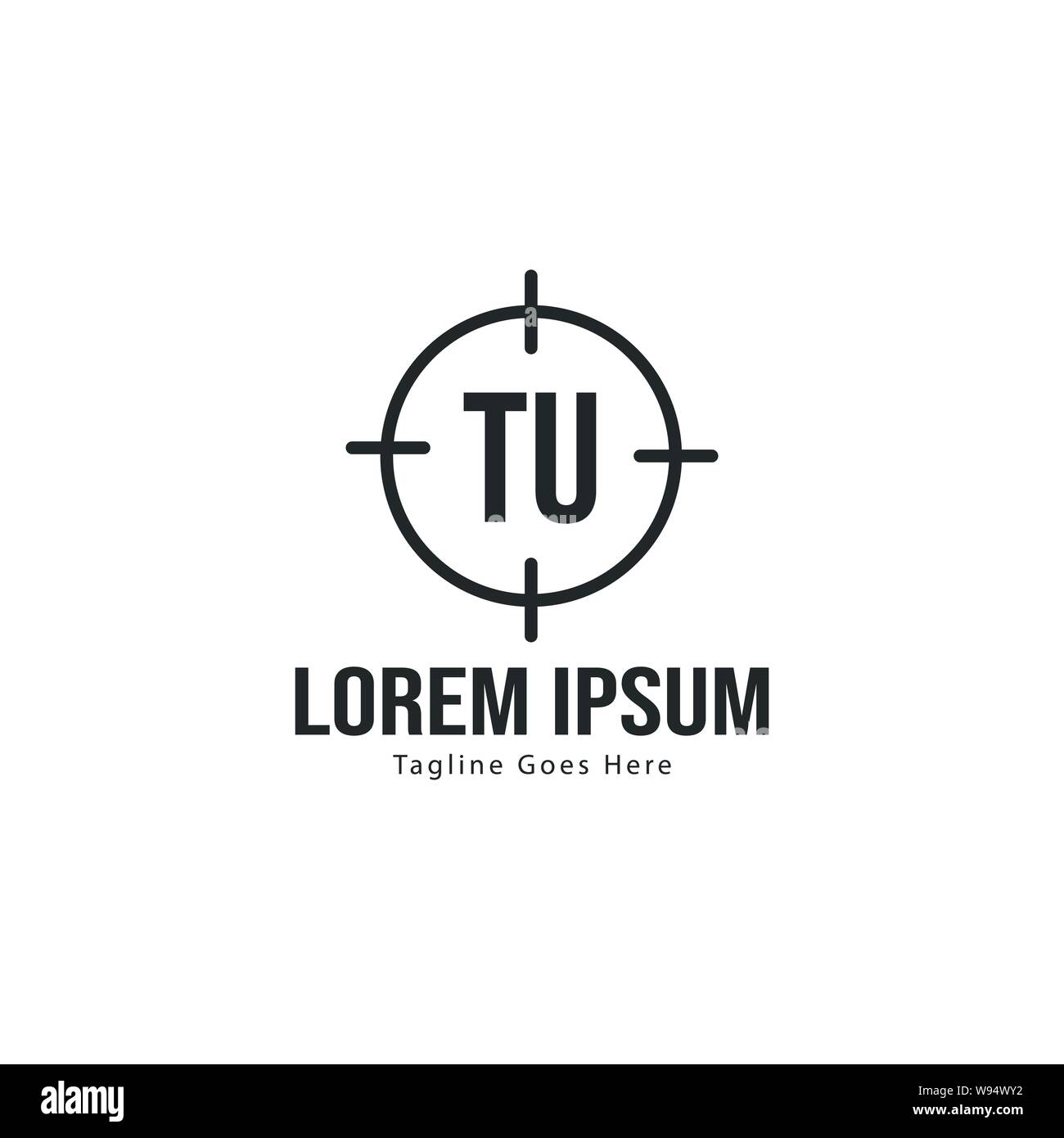 Initial TU logo template with modern frame. Minimalist TU letter logo ...