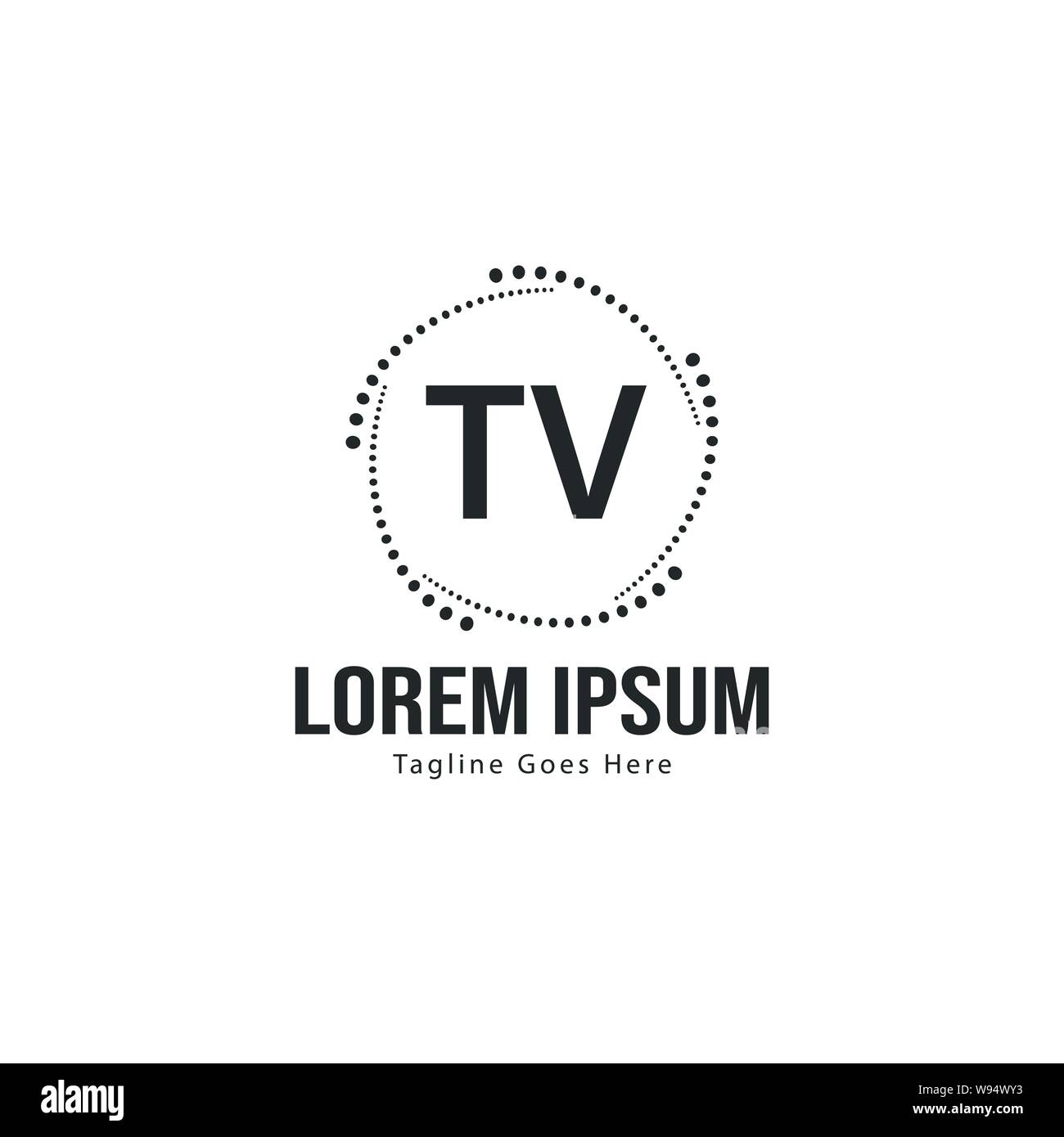 Initial TV logo template with modern frame. Minimalist TV letter logo ...