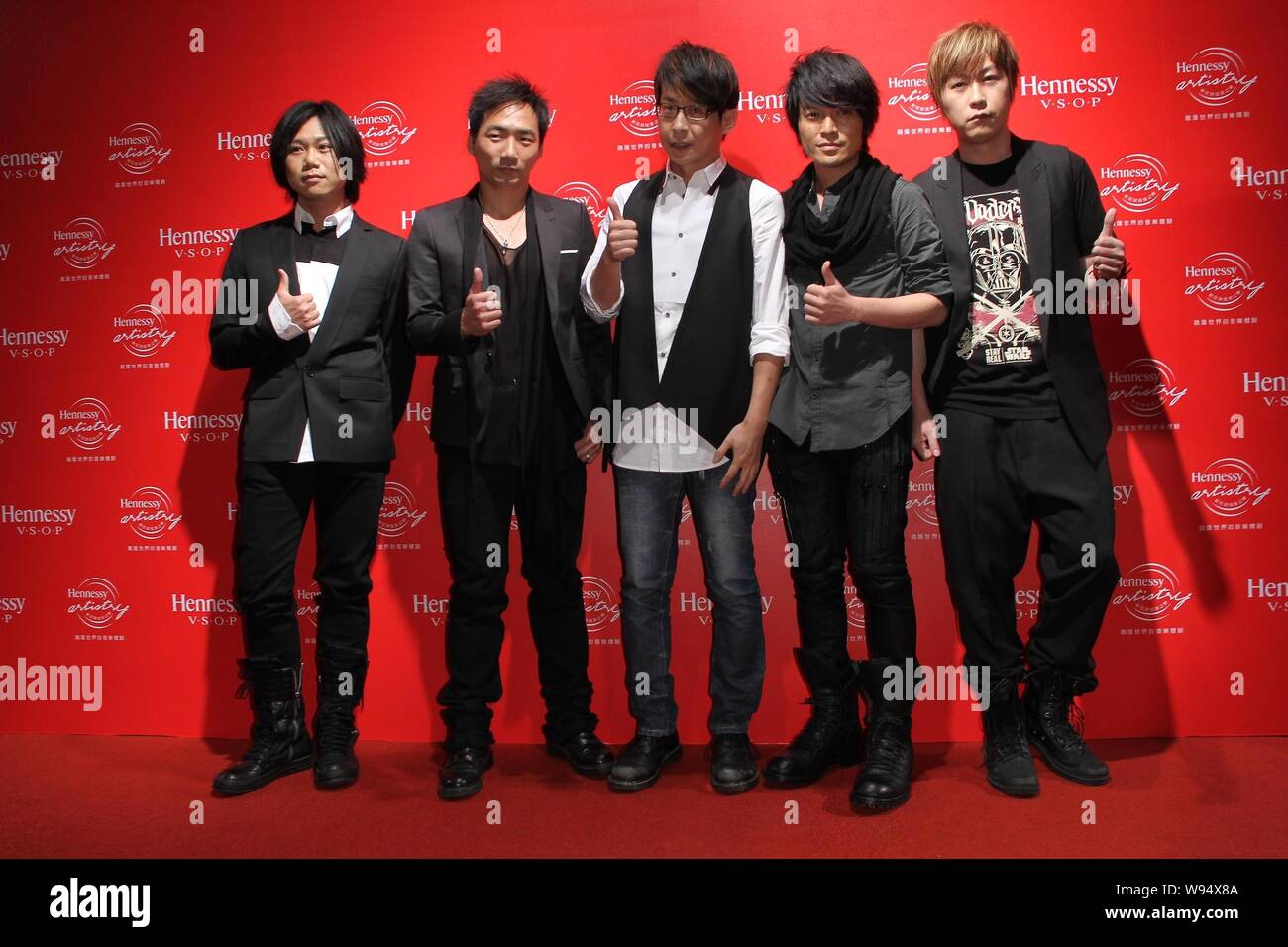Members of Taiwanese rock band Mayday pose prior to the Hennessy ...