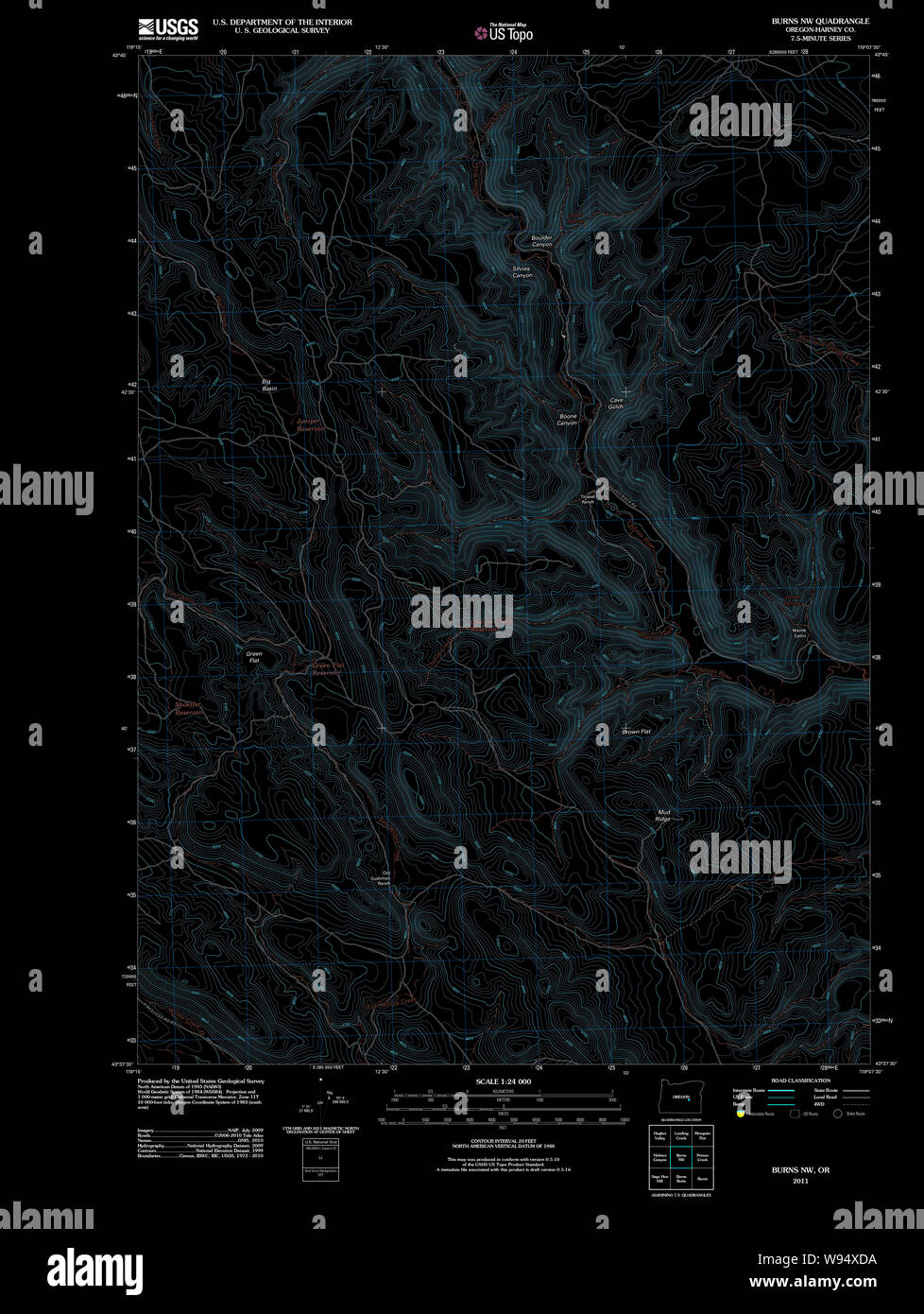 Map of burns oregon hi-res stock photography and images - Alamy