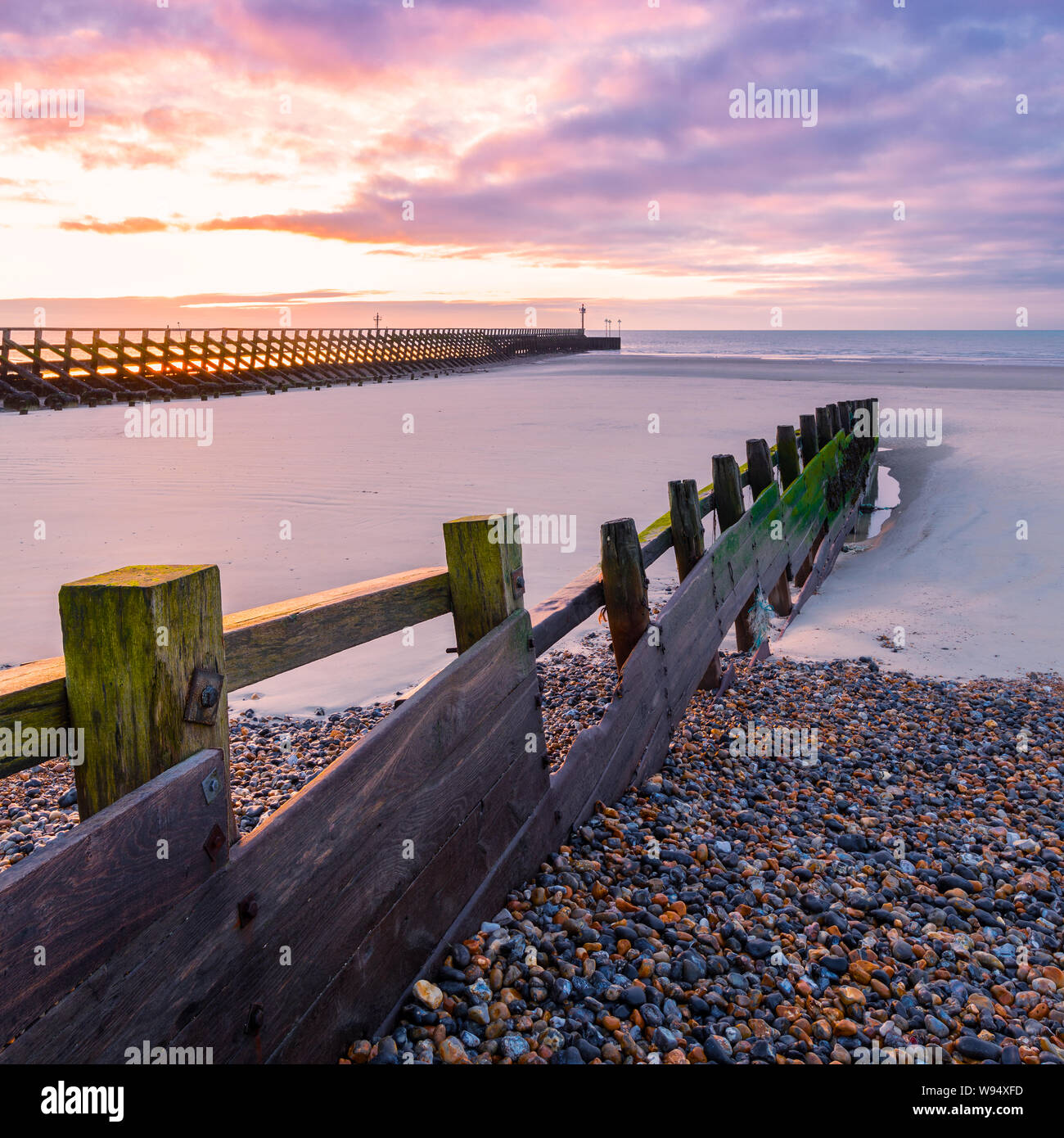 Low tide at west beach in Littlehampton, West Sussex, UK Stock Photo ...