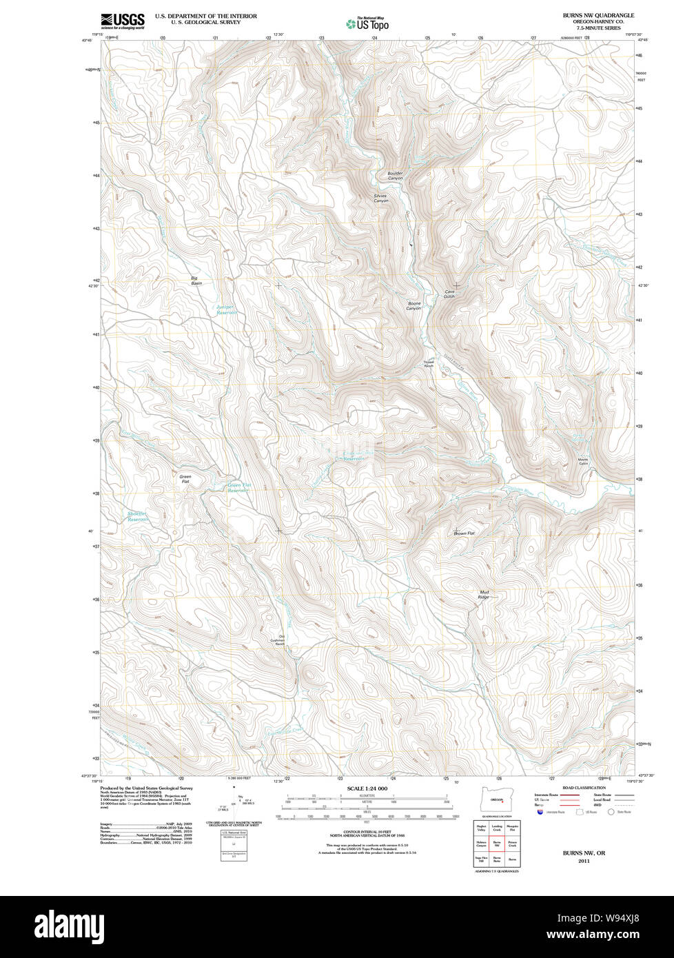 Map of burns oregon Cut Out Stock Images & Pictures - Alamy