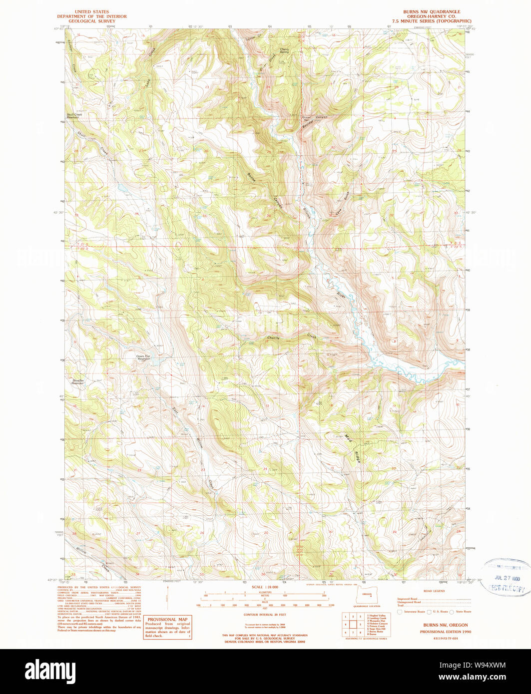 Map of burns oregon hi-res stock photography and images - Alamy