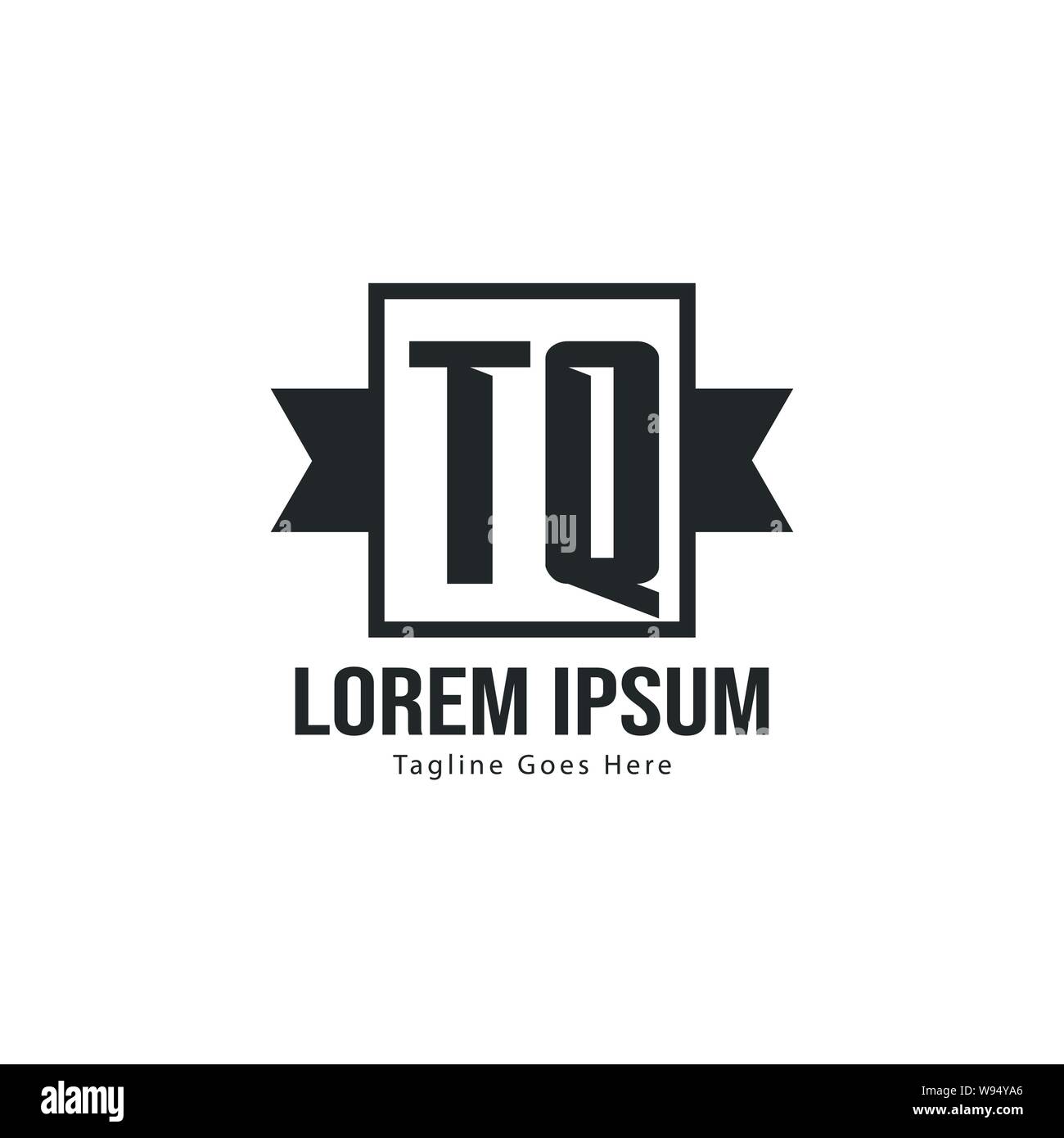 Initial TQ logo template with modern frame. Minimalist TQ letter logo ...