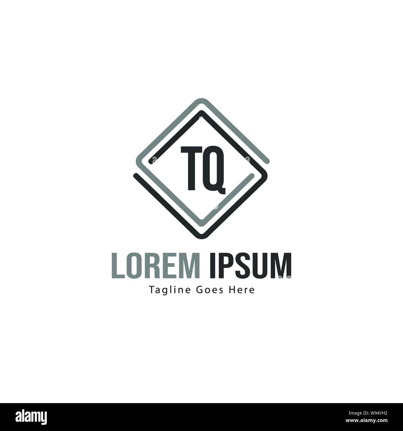 Initial TQ logo template with modern frame. Minimalist TQ letter logo ...