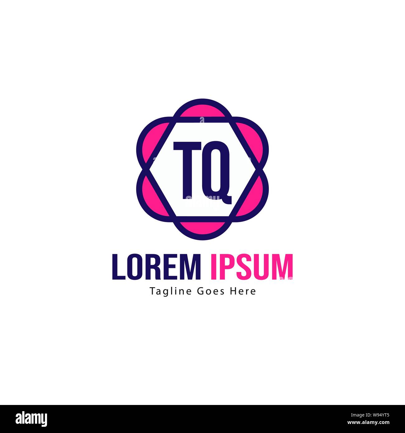 Initial TQ logo template with modern frame. Minimalist TQ letter logo ...