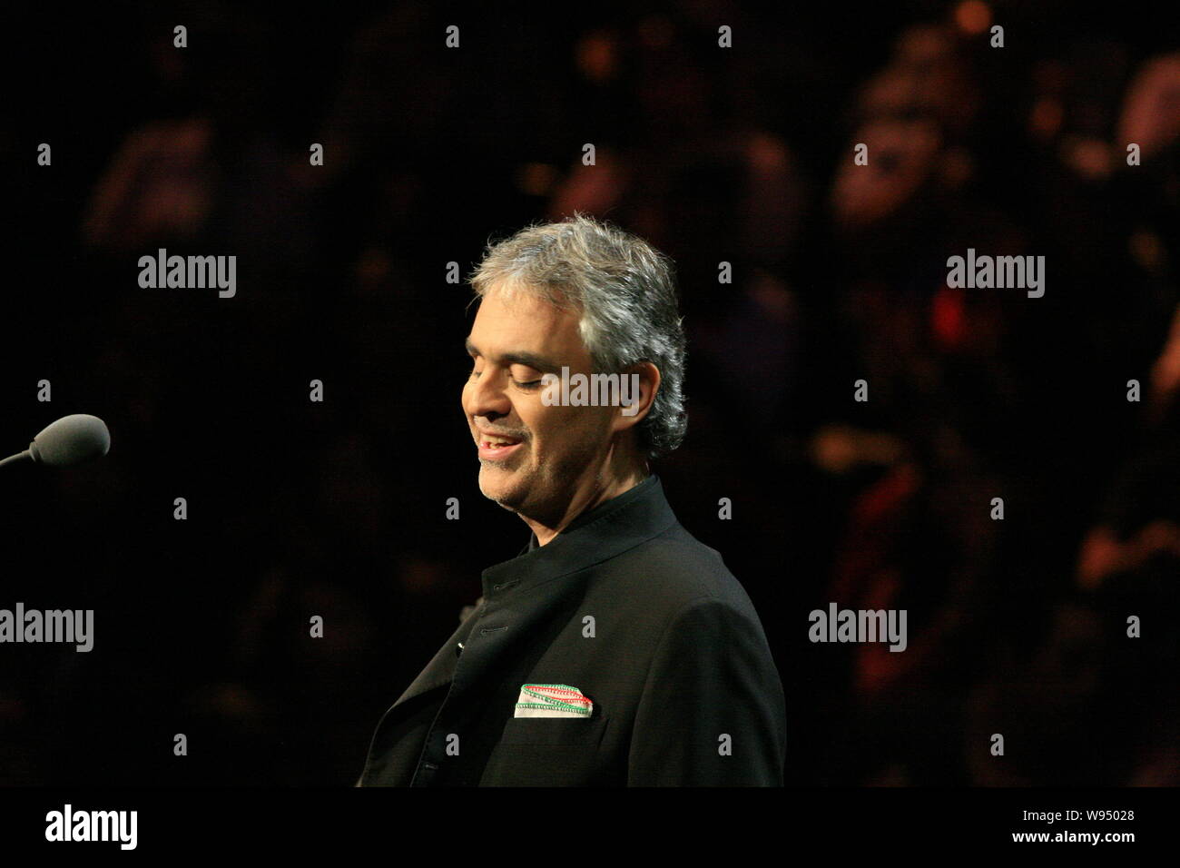 Italian tenor Andrea Bocelli performs during the East meets West ...